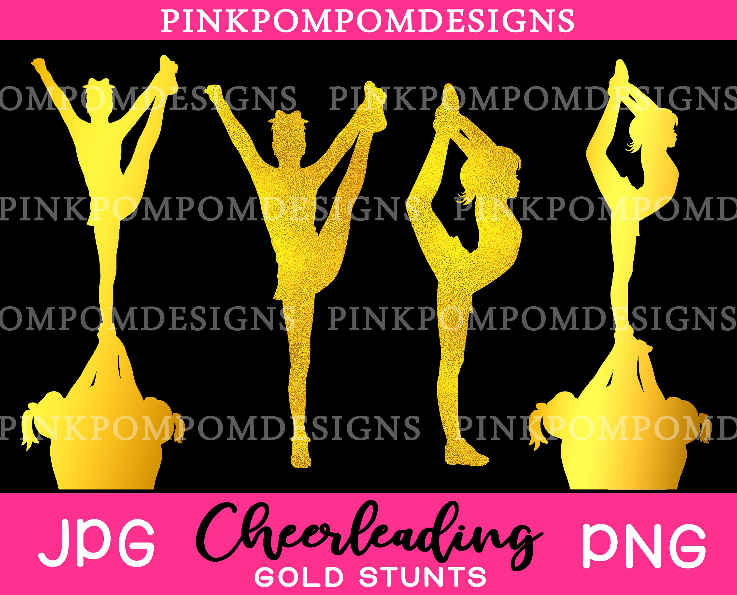 Gold Cheerleading Clipart Set Gold Stunt Gold Cheerleader - Etsy Ireland