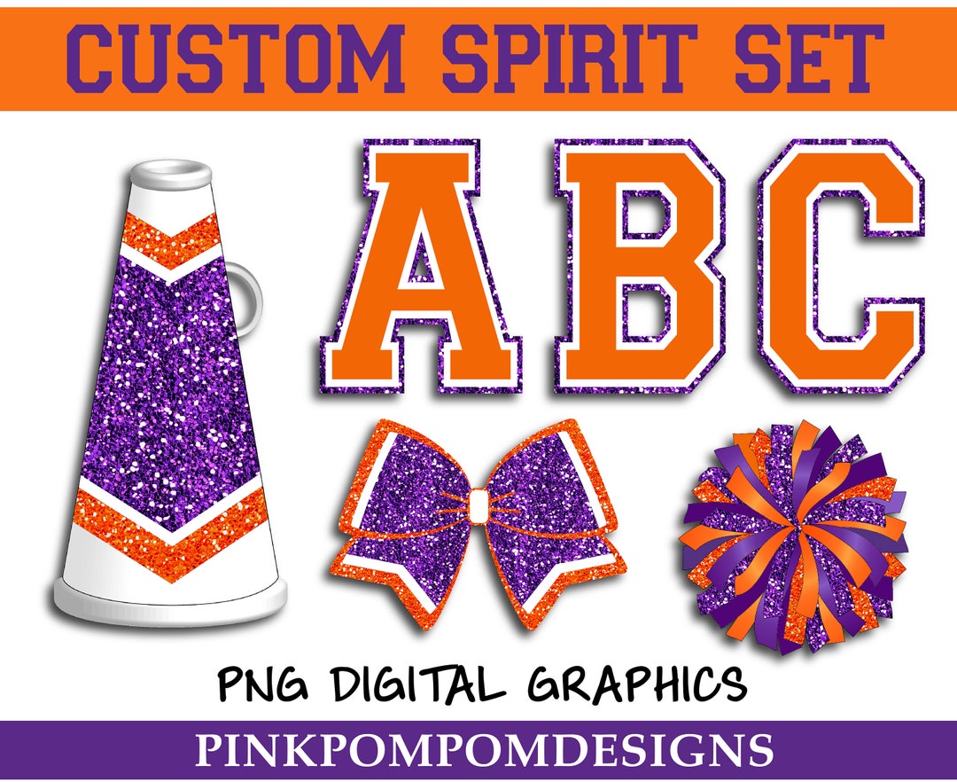 Glitter and Glam Custom Cheer Spirit Set Digital Clip Art - Purple and ...