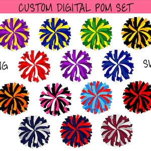 Digital POM POM Graphic Set - Team Colors – Pompom Svg Png - Cheer Pom ...