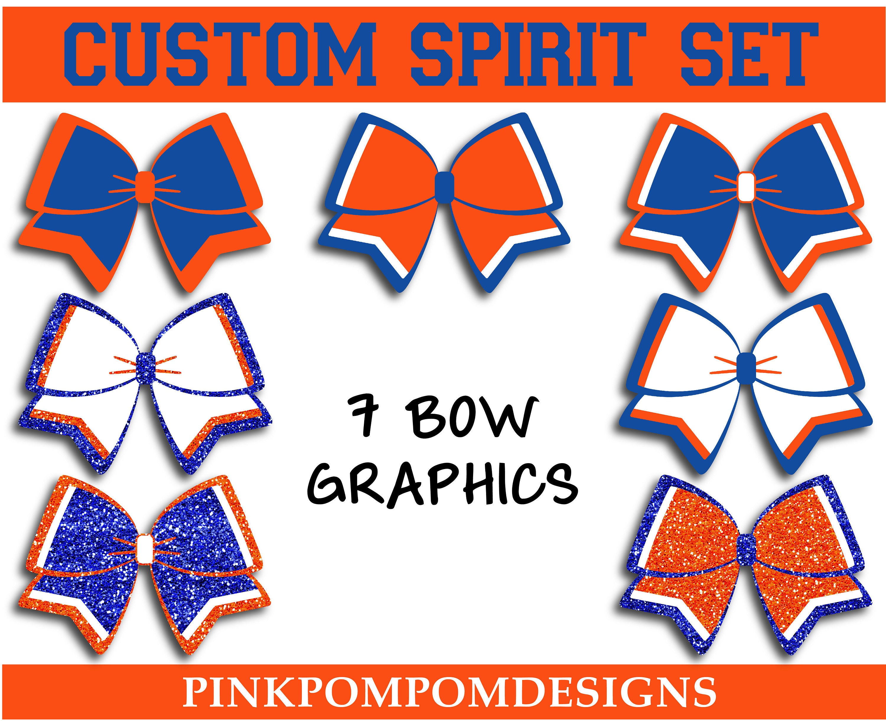 Glitter and Glam Custom Cheer Spirit Set Digital Clip Art - Blue and ...