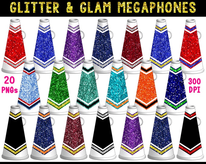 Glitter & Glam Digital Megaphone Clipart Graphics Megaphone Png Glitter ...