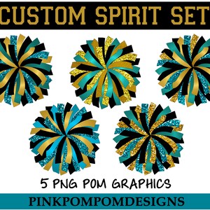 Glitter and Glam Custom Cheer Digital Clip Art - Black, Teal, Gold ...
