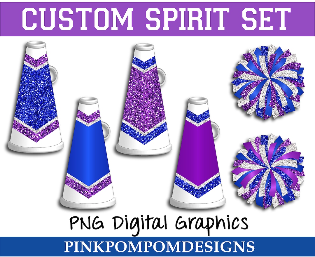 Glitter and Glam Custom Cheer Digital Clip Art - Blue and Purple ...