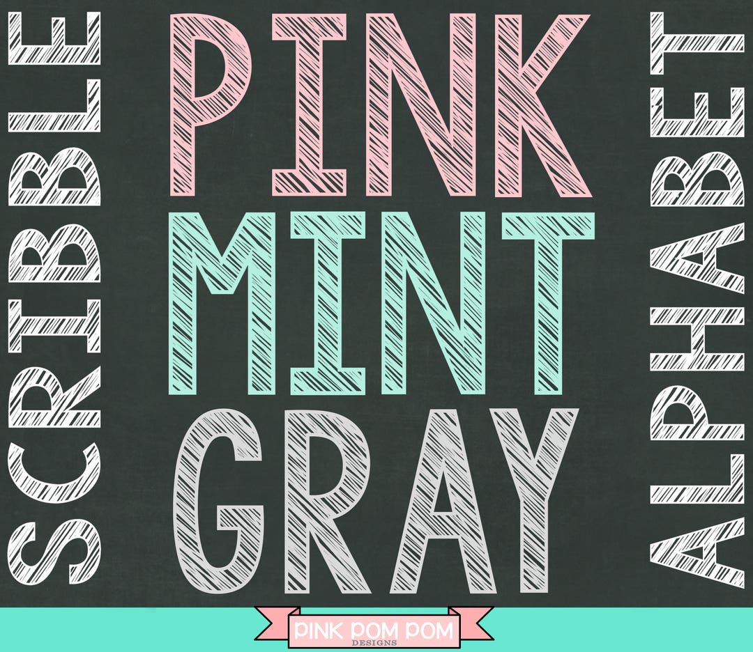 Digital Alphabet Clipart Set - Scribble Abcs - Chalkboard Letters ...