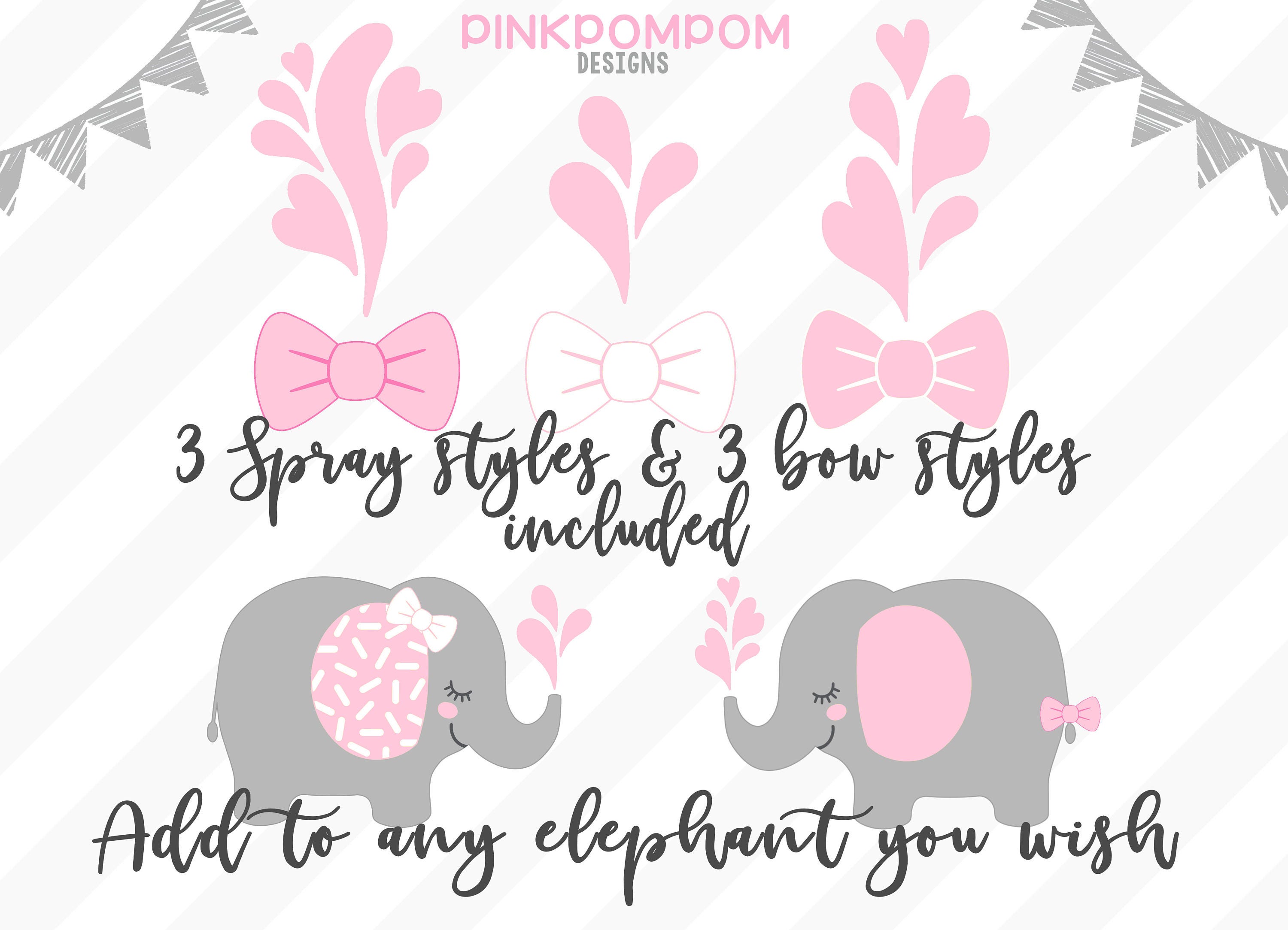 Baby Elephant Svg Pink Gray Elephant Clipart Baby Shower