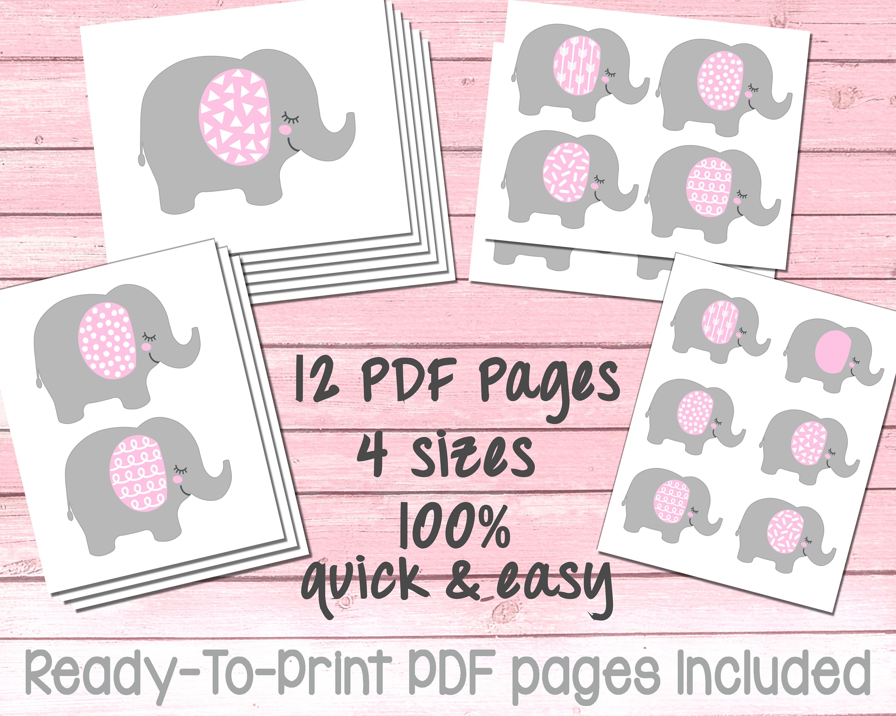 Baby Elephant Svg Clipart Set Pink Elephant Baby Shower