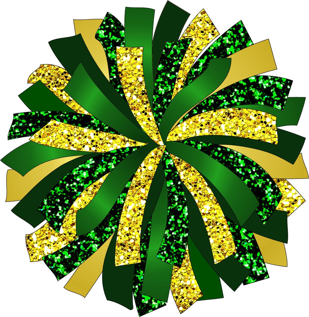 CUSTOM POM - Glitter and Glam Pom Pom Digital Clip Art - Green and Gold ...