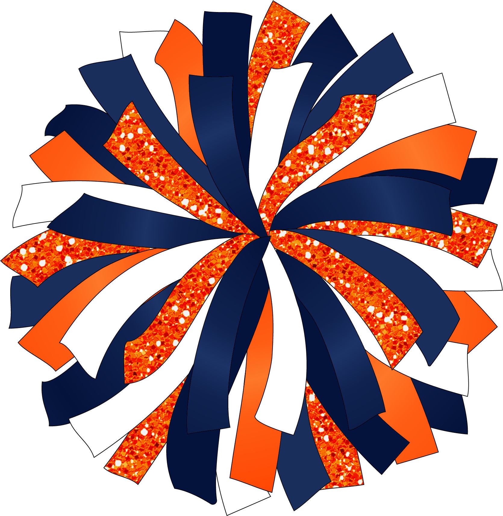 Custom Pom Pom Clipart Set Glitter and Glam Orange and Navy - Etsy
