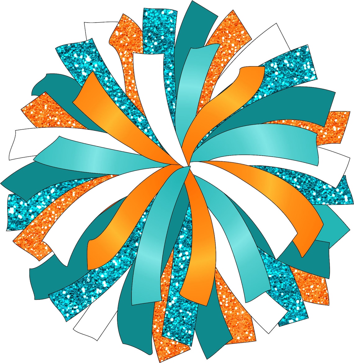 CUSTOM POM Glitter and Glam Pom Pom Digital Clip Art Teal - Etsy