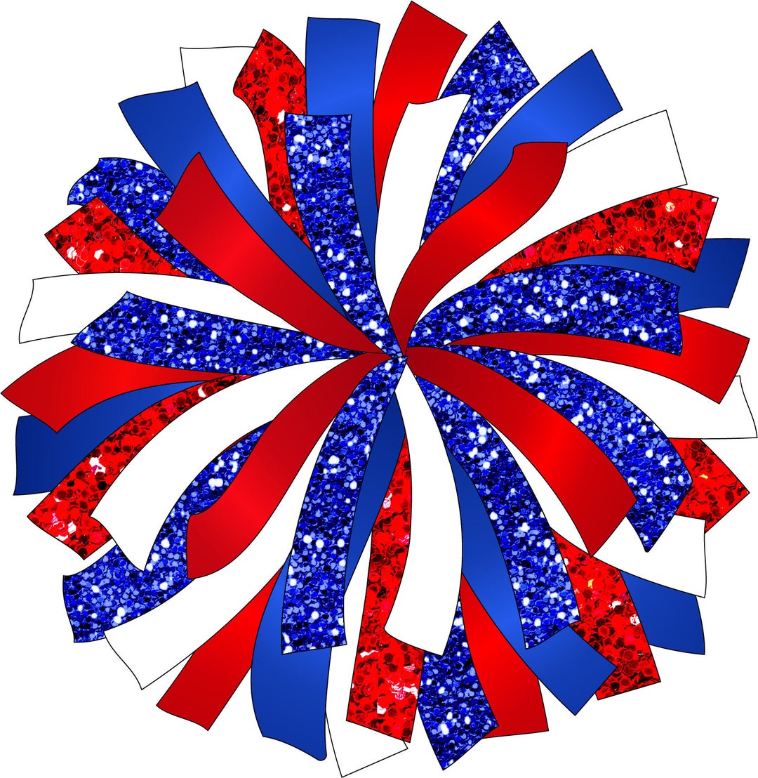 Custom Pom Glitter And Glam Pom Pom Digital Clip Art Red White Blue Pom