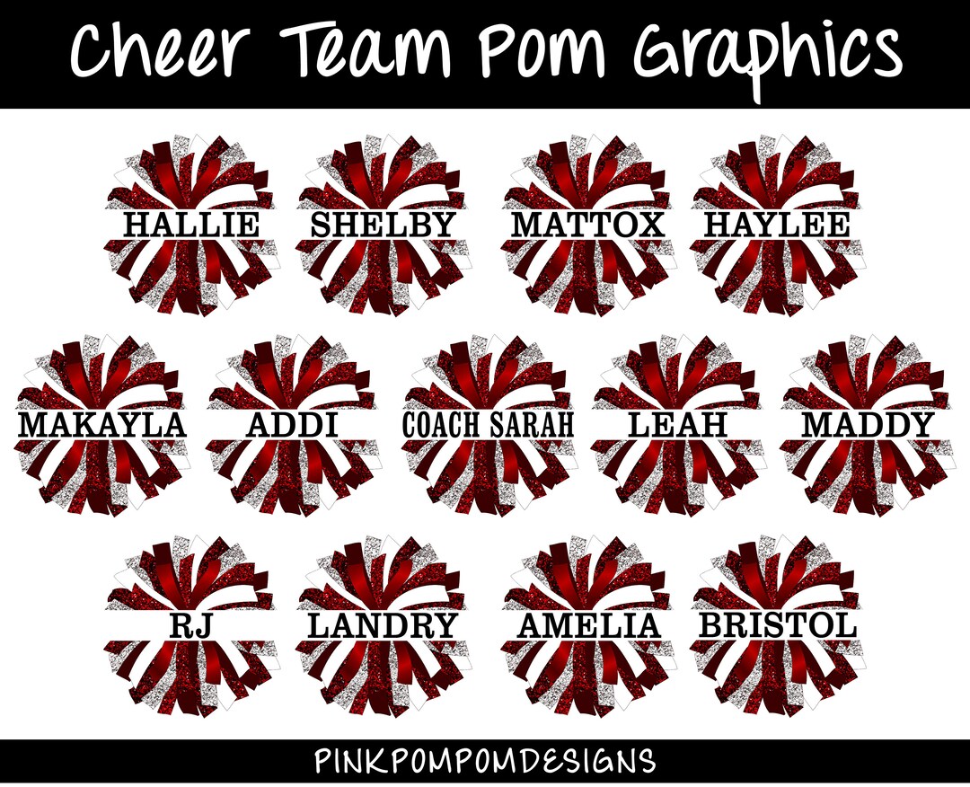 CUSTOM ORDER Glitter and Glam Pom Pom Digital Clip Art With Middle ...