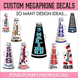 Custom Order - FREE SHIPPING - Custom Decals for Cheer Megaphones ...