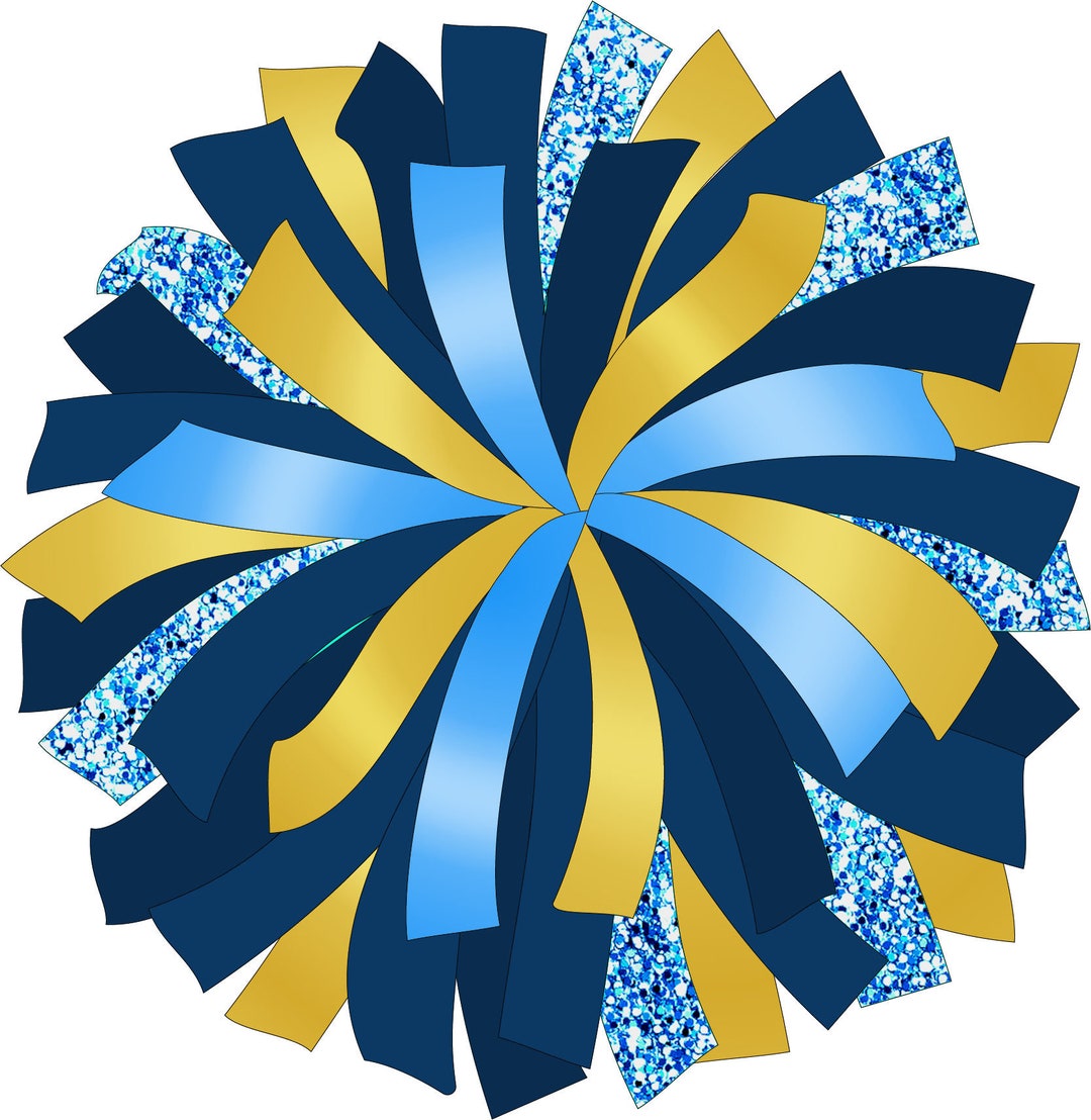 Glitter and Glam Pom Pom Digital Clip Art - Blue and Gold Pom Pom Png ...