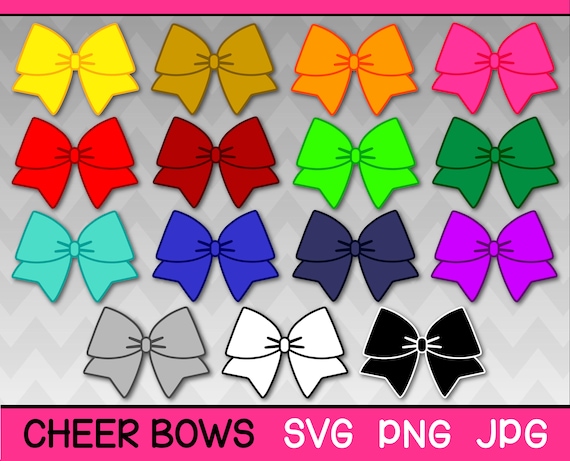 Cheer bows digital clipart set cheer bow svg png jpg | Etsy