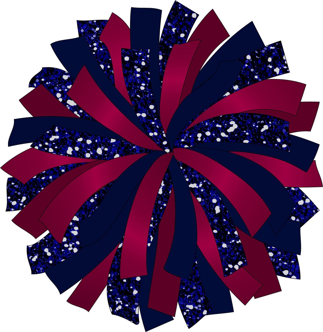 Custom Glitter and Glam Pom Pom Digital Clip Art - Maroon and Navy Pom ...