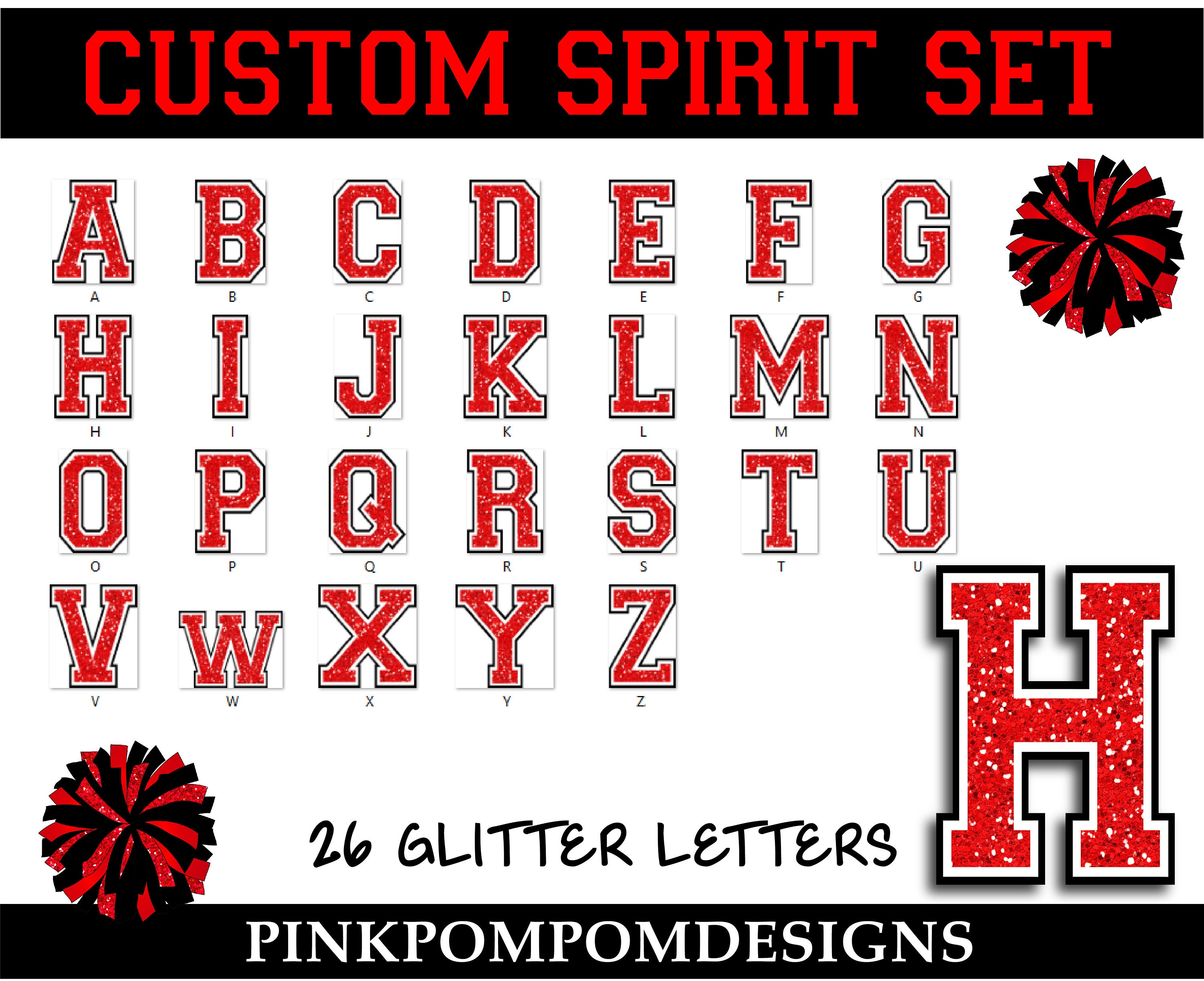 Glitter and Glam Custom Spirit Set Digital Clip Art - Letters Png ...
