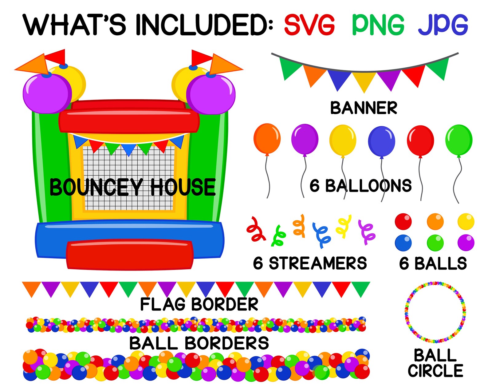 Bouncey House Party Digital Clipart Set Birthday Svg Png - Etsy