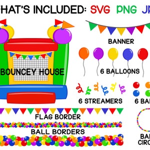 Bouncey House Party Digital Clipart Set – Birthday Svg - Png - Bounce ...