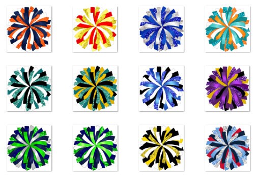 Custom Pom Pom Clipart Set Glitter and Glam Cheer Poms in a - Etsy