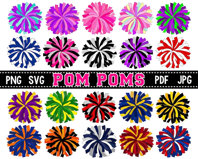 Pom Pom SVG Clipart - Team Colors – Pompom Svg Png - Cheerleading Svg ...
