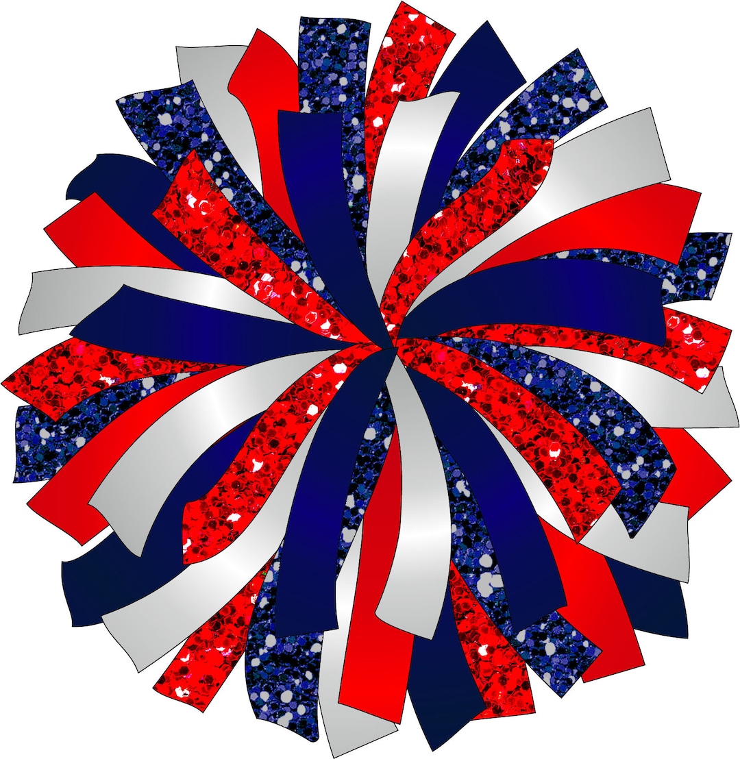CUSTOM POM - Glitter and Glam Pom Pom Digital Clip Art - Red Navy ...