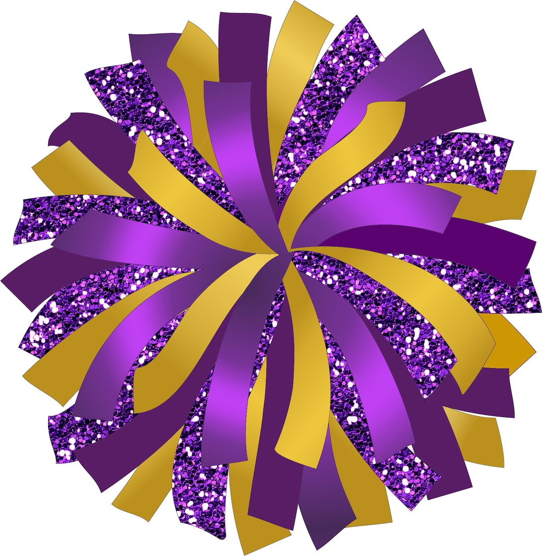 Glitter and Glam Pom Pom Digital Clip Art - Purple and Gold Pom Pom Png ...