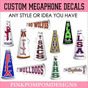Custom Order - FREE SHIPPING - Custom Decals for Cheer Megaphones ...