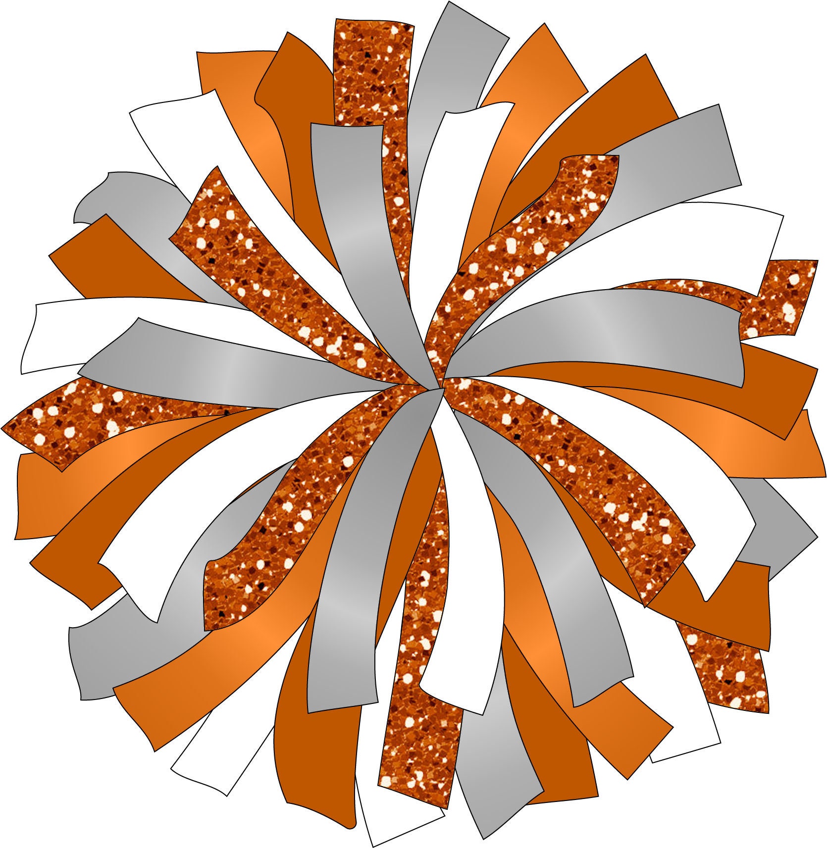CUSTOM POM Glitter and Glam Pom Pom Digital Graphic Burnt Orange White ...