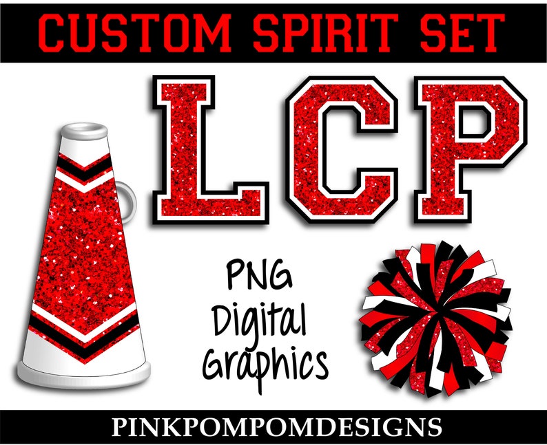 Glitter and Glam Custom Spirit Set Digital Clip Art Letters - Etsy