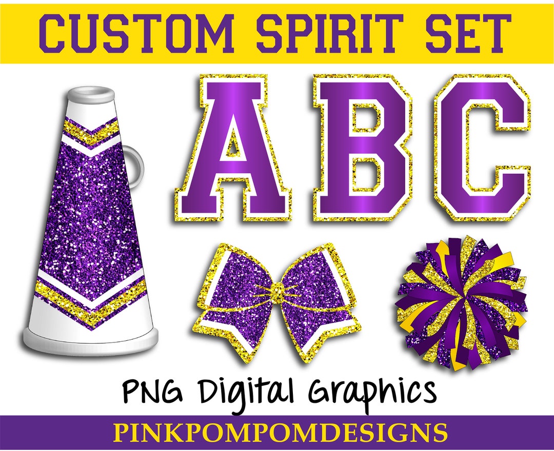 Custom Spirit Set - Glitter and Glam Cheer Digital Clip Art - PNG ...