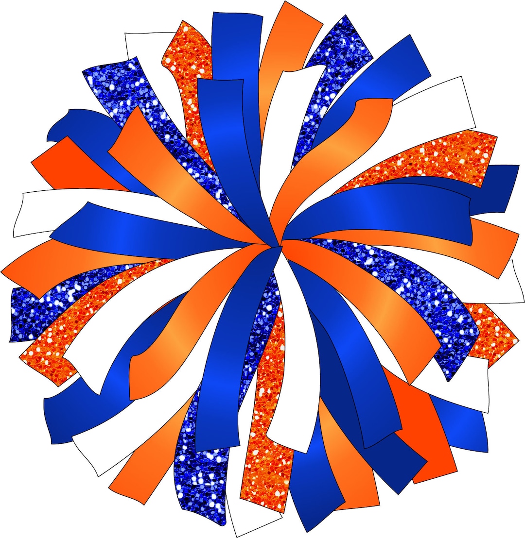 Custom Pom Pom Clipart Set - Glitter and Glam Orange Blue and White Pom ...