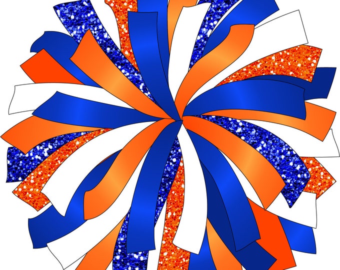 Custom Pom Pom Clipart Set Glitter and Glam Orange Blue and White Pom ...