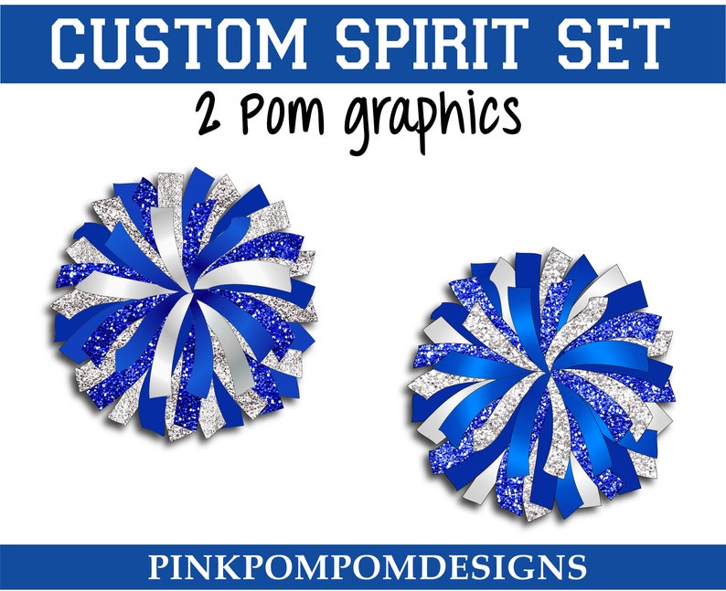 Glitter and Glam Custom Spirit Set Digital Clip Art - Blue Silver ...
