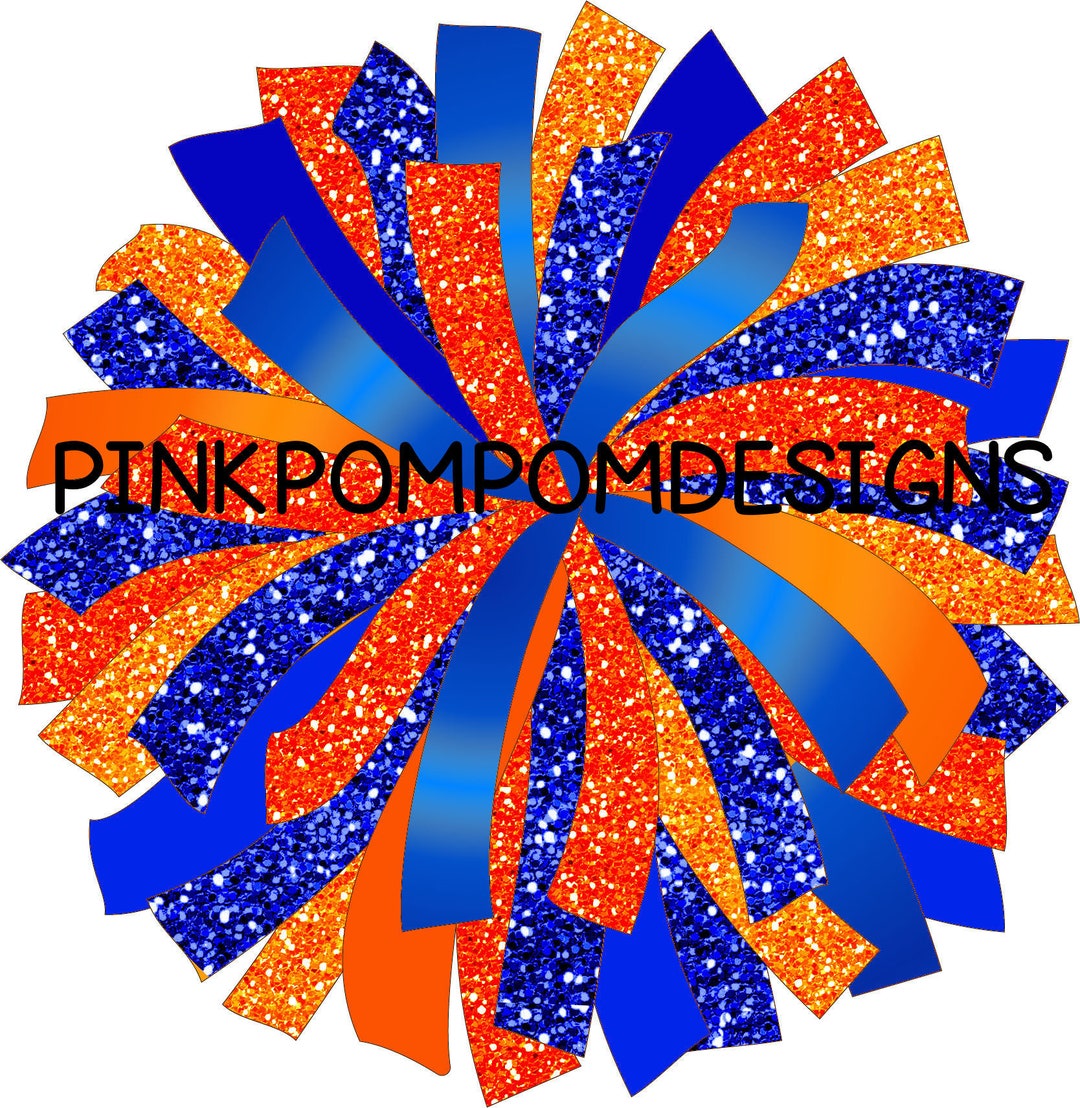 Custom Pom Pom Clipart Set - Glitter and Glam Orange and Blue Pom ...