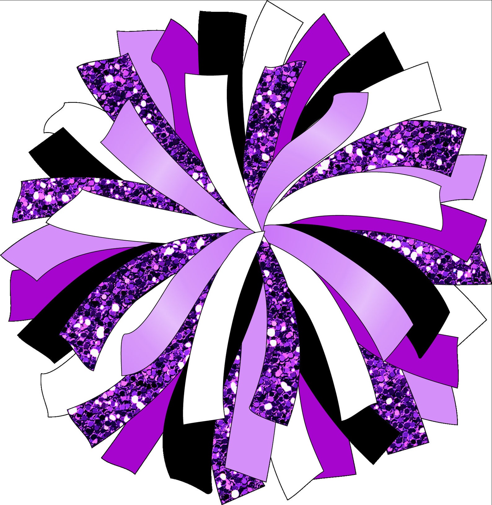Glitter and Glam Pom Pom Digital Clip Art - Purple Black and White Pom ...