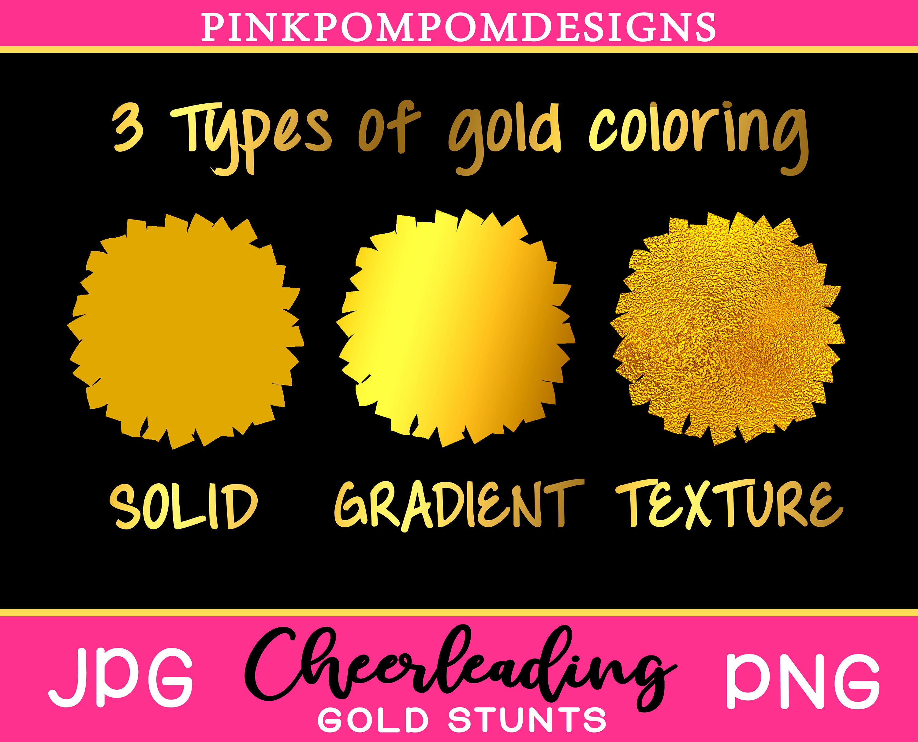 Gold Cheerleading Clipart Set - Gold Stunt – Gold Cheerleader ...