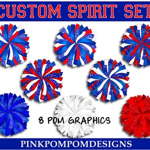 Glitter and Glam Custom Cheer Digital Clip Art - Red Blue White ...