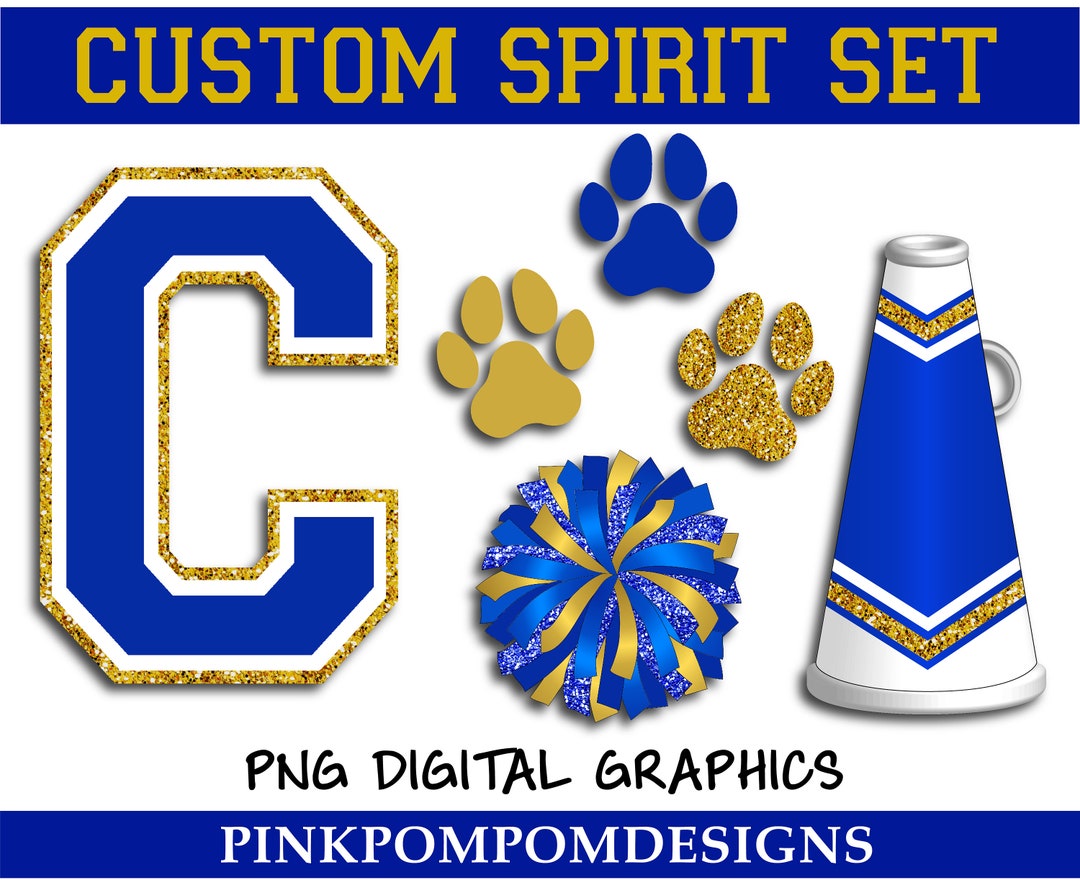 Glitter and Glam Custom Cheer Spirit Set Digital Clip Art Blue and ...