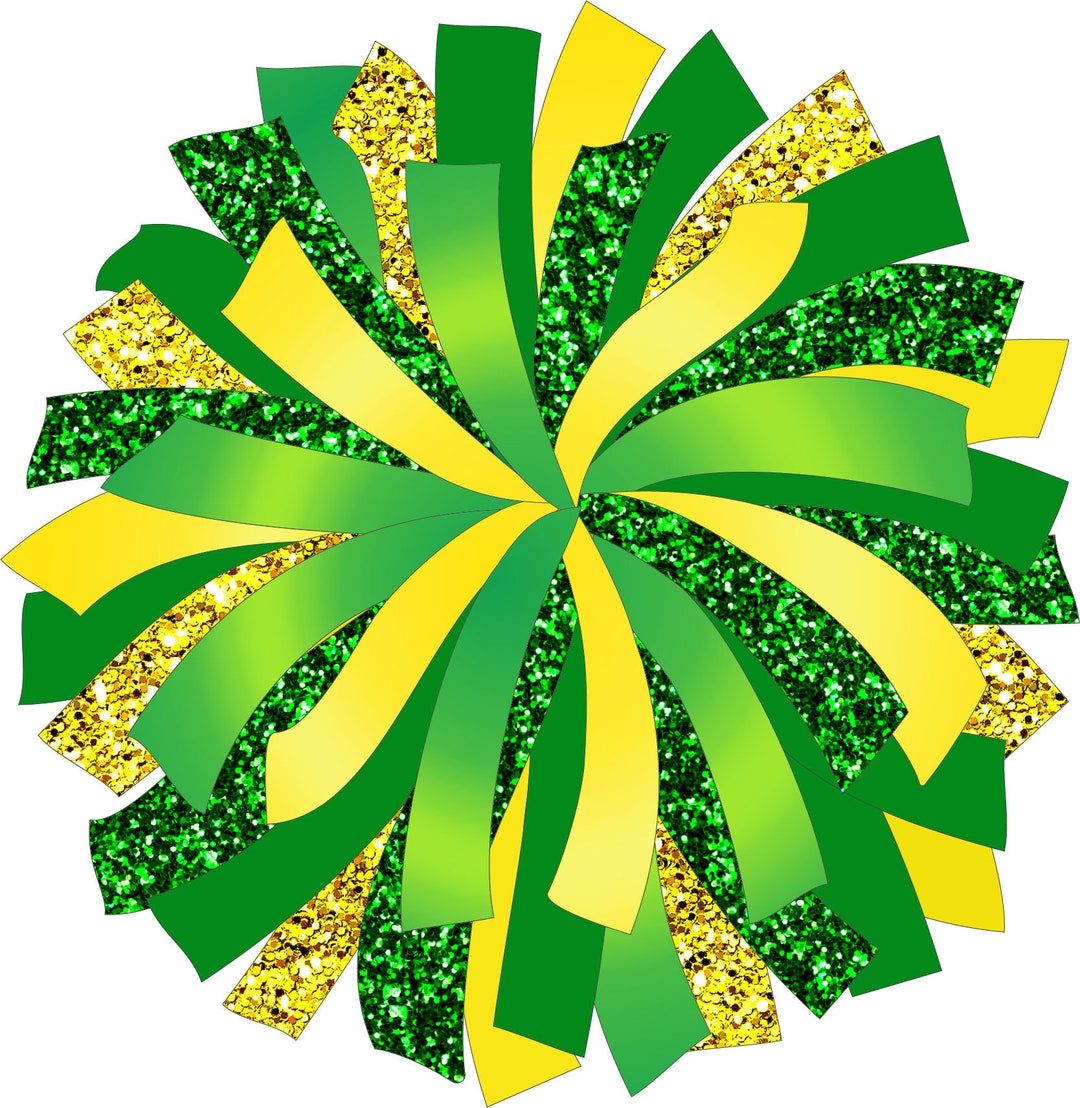 CUSTOM POM - Glitter and Glam Pom Pom Digital Clip Art - Green and Gold ...