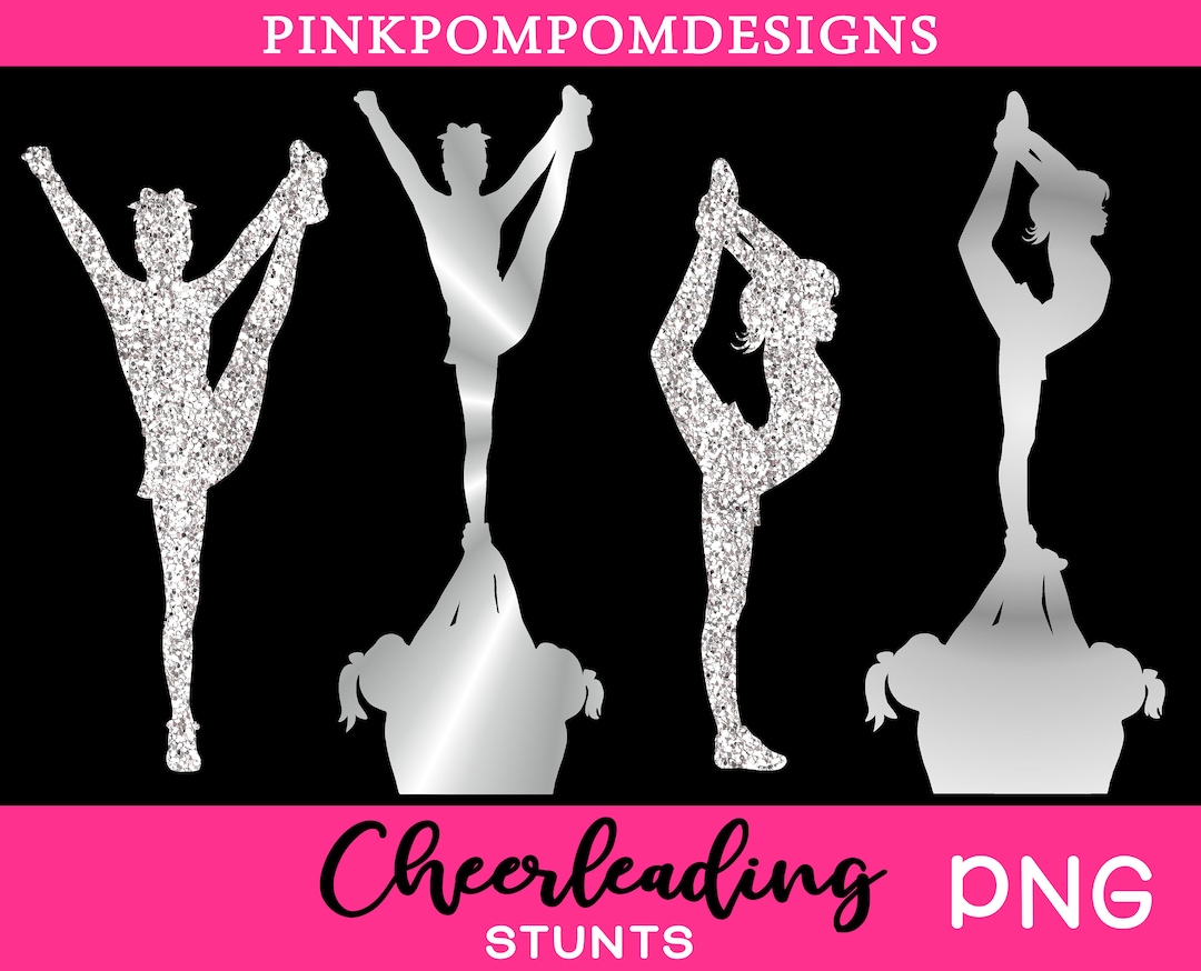 Silver Cheerleading Clipart Set - Silver Stunt – Silver Cheerleader ...