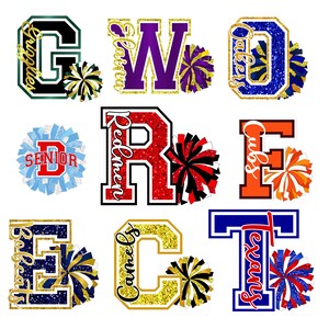 CUSTOM ORDER - Glitter and Glam Pom Pom With Letter Digital Clip Art ...