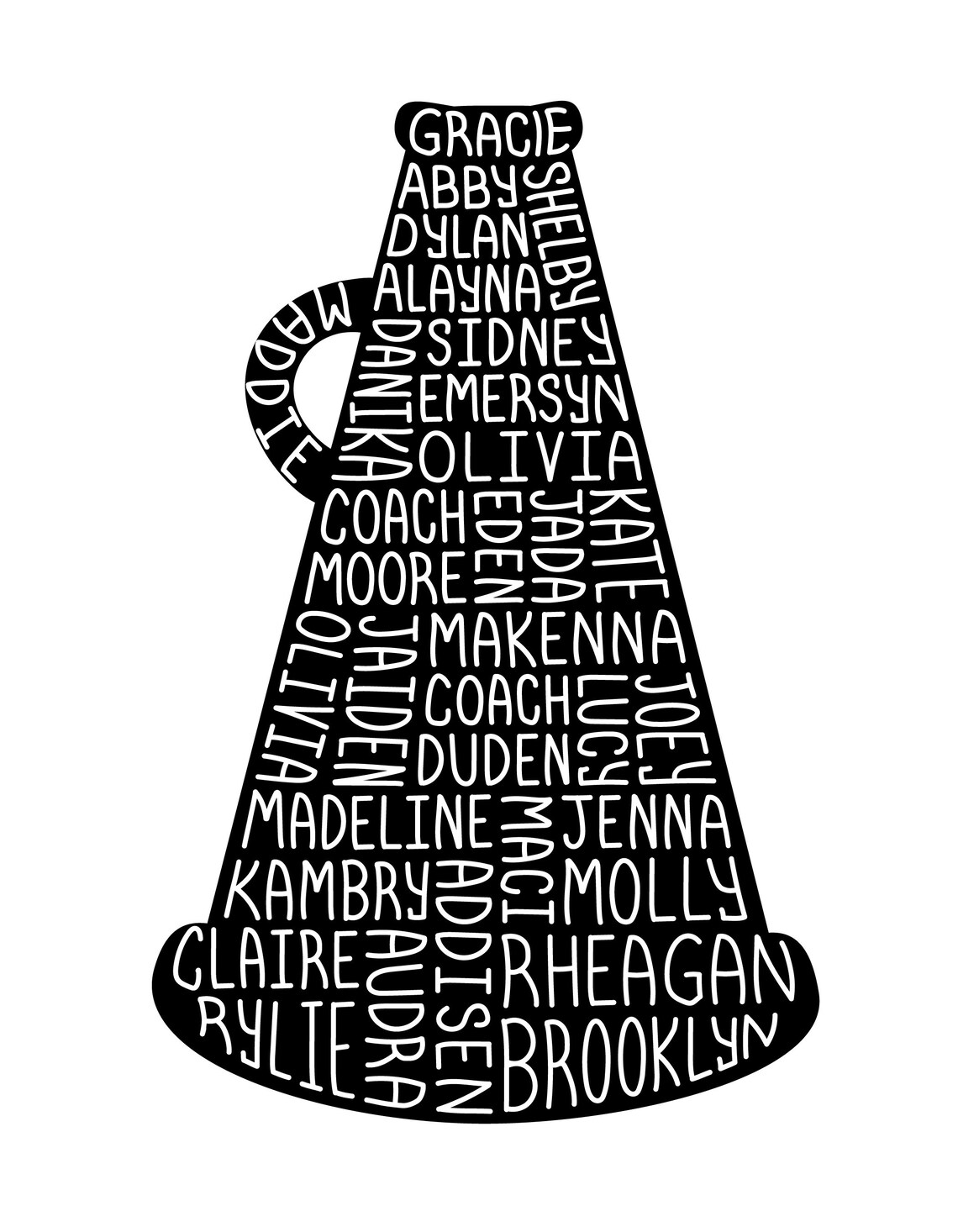 CUSTOM CHEER GRAPHICS Cheerleader Names Digital Clip Art - Etsy