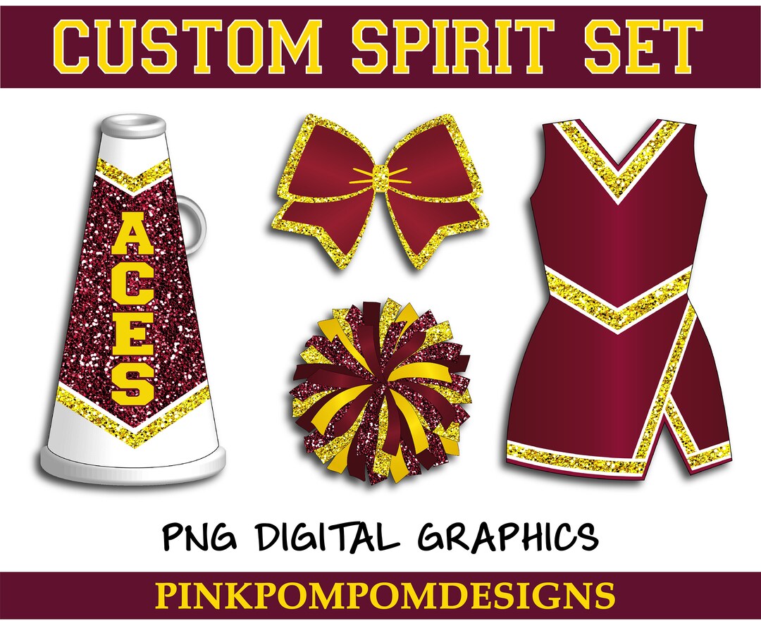 Glitter and Glam Custom Cheer Digital Clip Art Set Maroon - Etsy