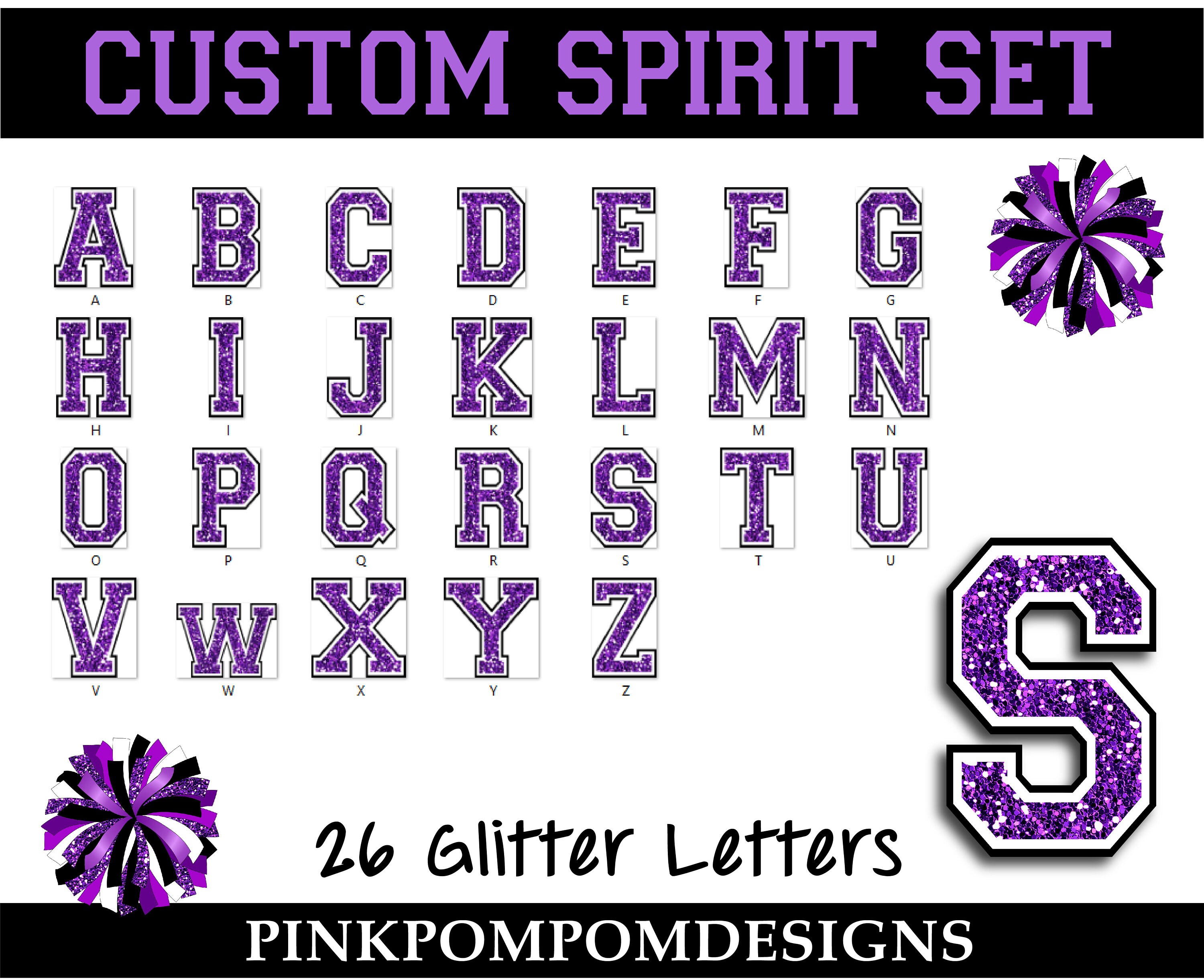 Glitter and Glam Custom Spirit Set Digital Clip Art Graphics - Cheer ...