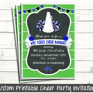 CUSTOM PRINTABLE CHEER Party Invitations - Cheer Party - Cheer Birthday ...