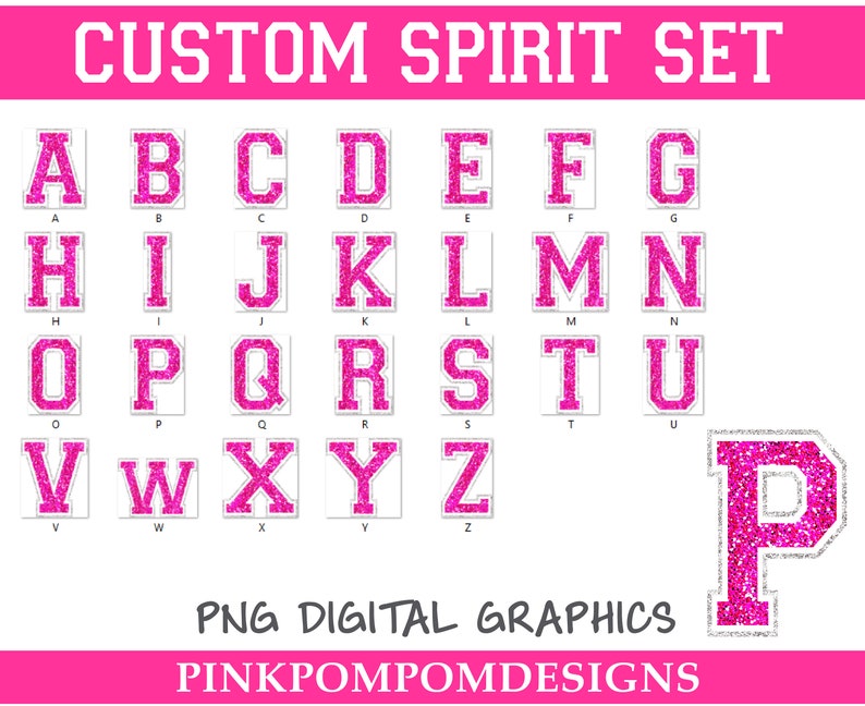 Glitter and Glam Custom Spirit Set Digital Clip Art Graphics - Pink and ...