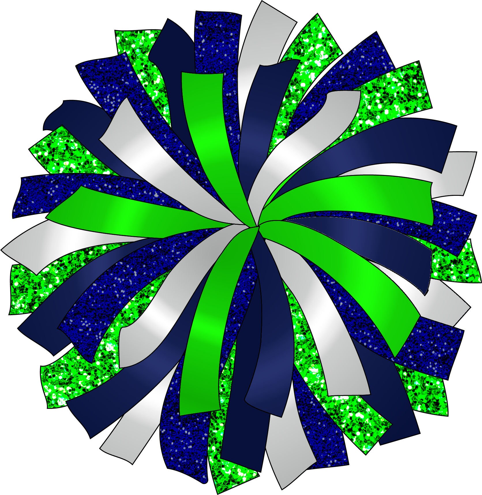 CUSTOM POM - Glitter and Glam Pom Pom Digital Clip Art - Neon Green and ...
