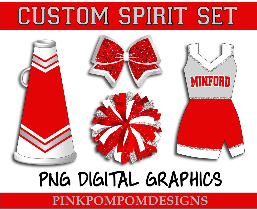 Glitter and Glam Custom Cheer Digital Clip Art Red Black - Etsy