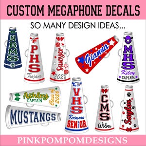 Custom Order - FREE SHIPPING - Custom Decals for Cheer Megaphones ...