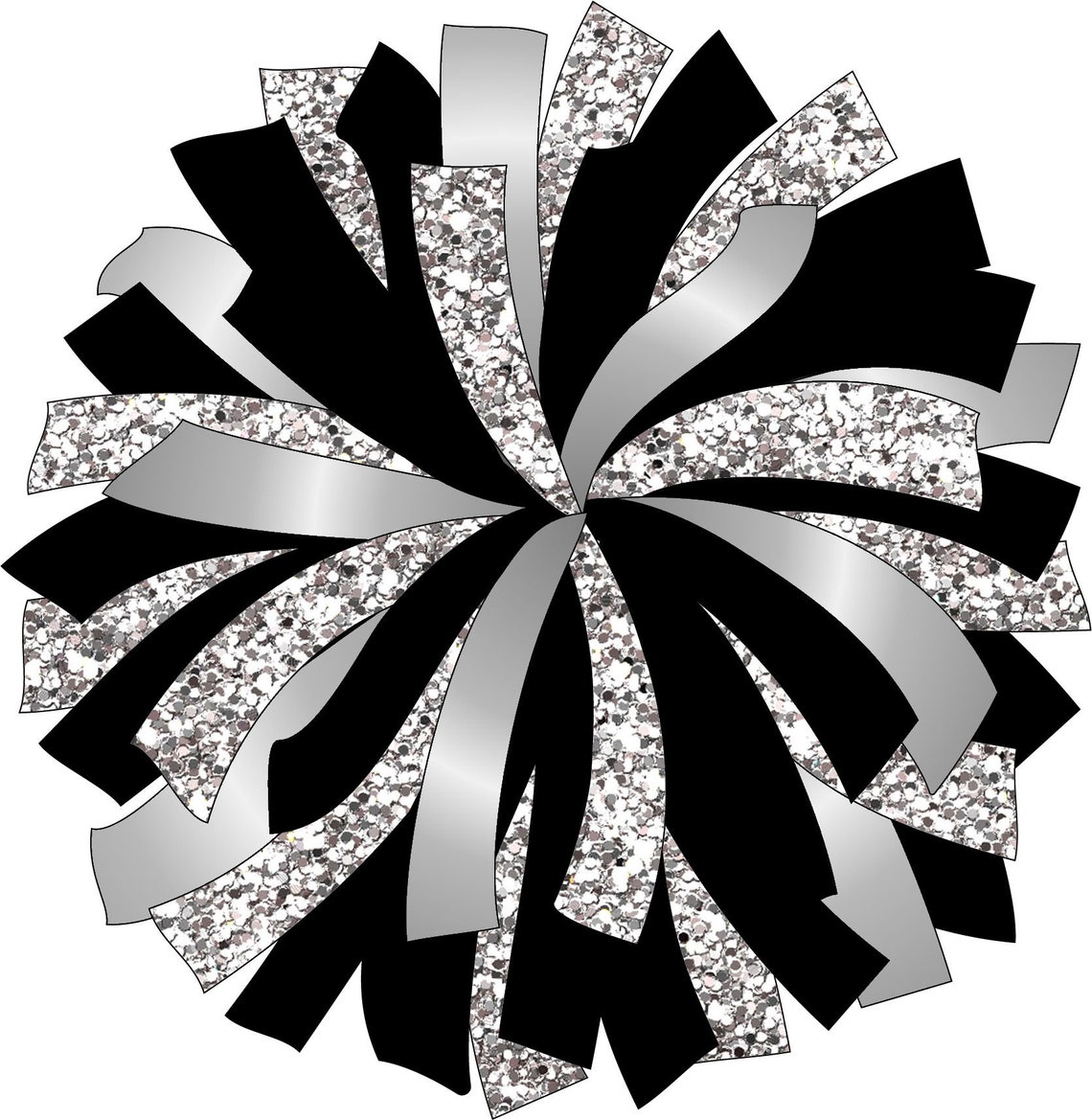 CUSTOM POM Glitter and Glam Pom Pom Digital Clip Art Black - Etsy